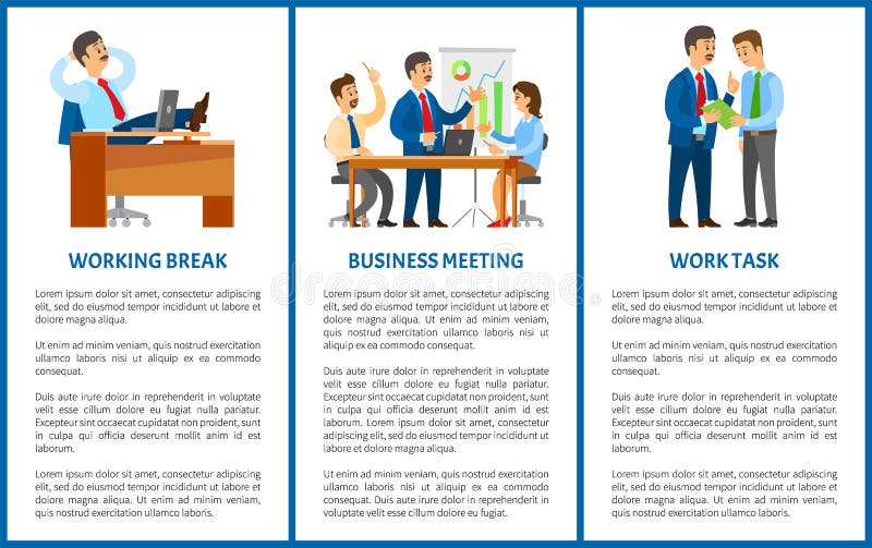 Working Process in Office, Boss and Employees Stock Vector ...