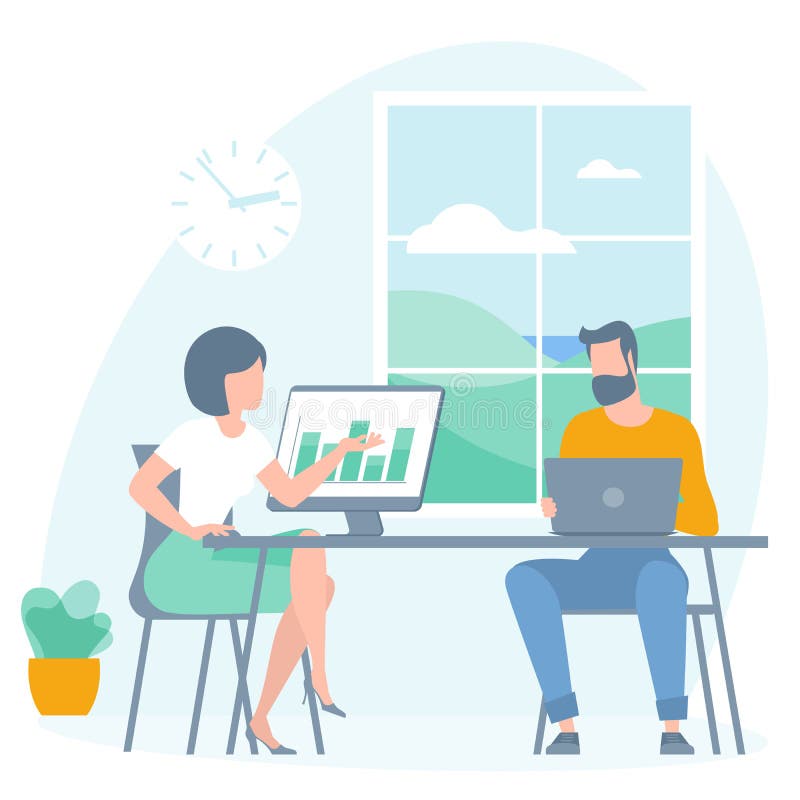 Working Process Flat Design Illustration Stock Vector - Illustration of ...