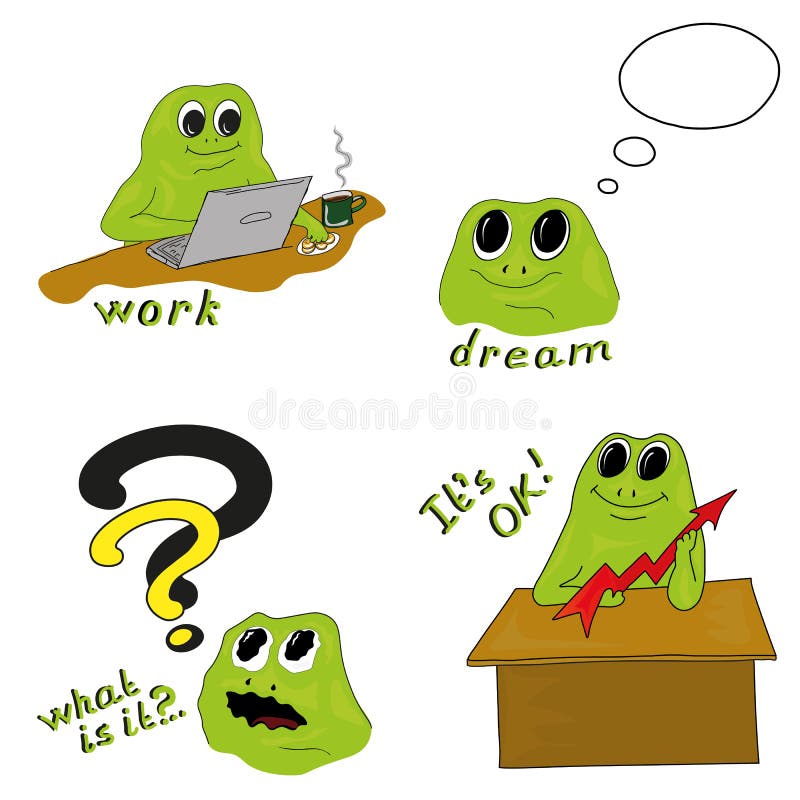 Working Process Vector Illustration with Green Frog Stock Vector ...
