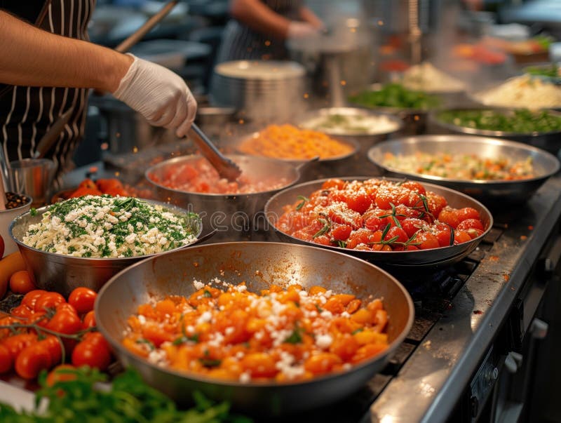 Working in a Professional Kitchen Stock Illustration - Illustration of ...