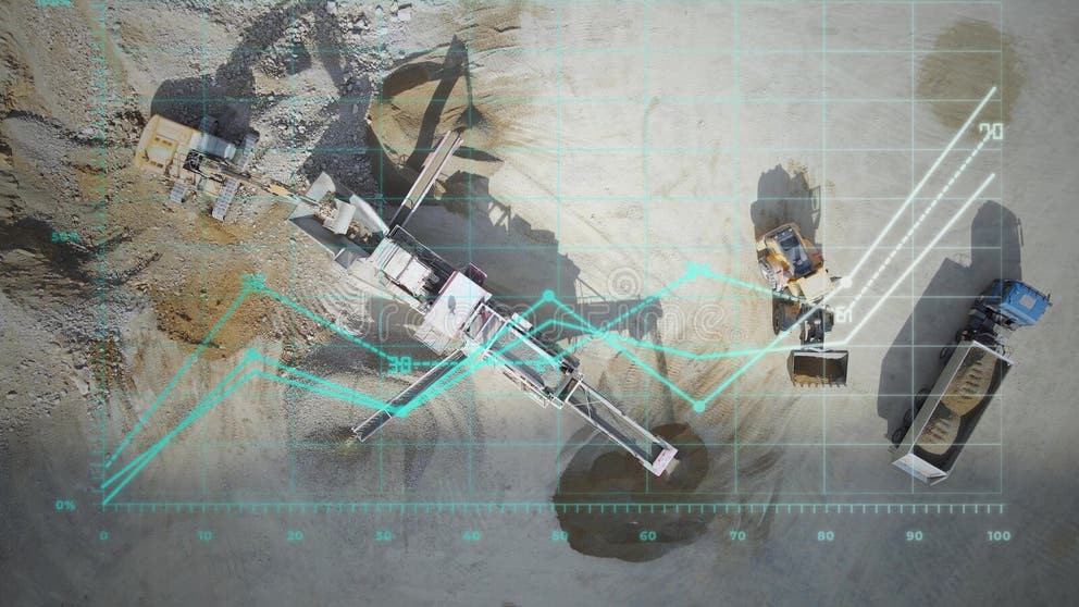 Working Progress Graph of Excavator and Heavy Machines Doing Mining. 3D ...