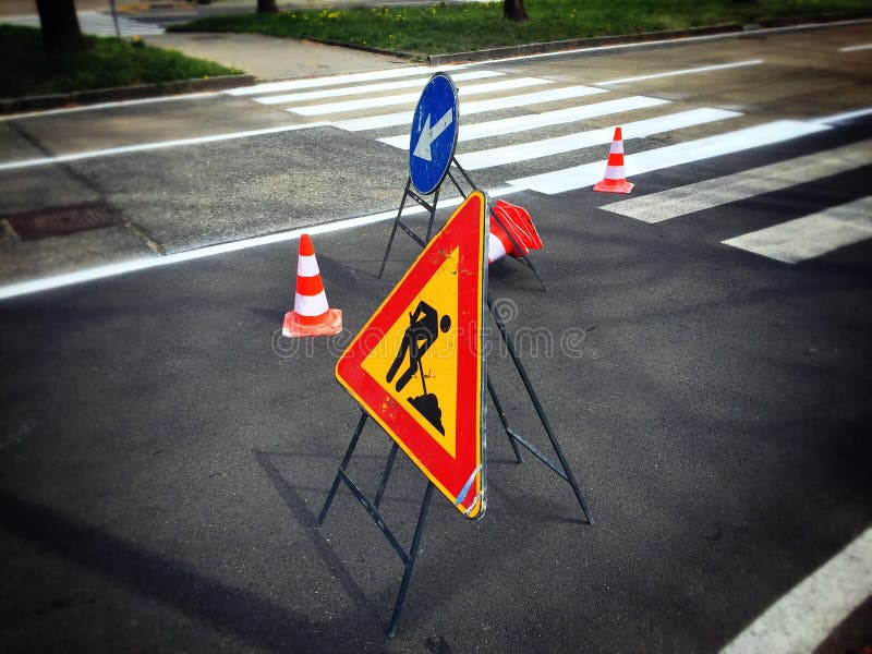 Working in progress stock photo. Image of cone, roadsign - 53437870