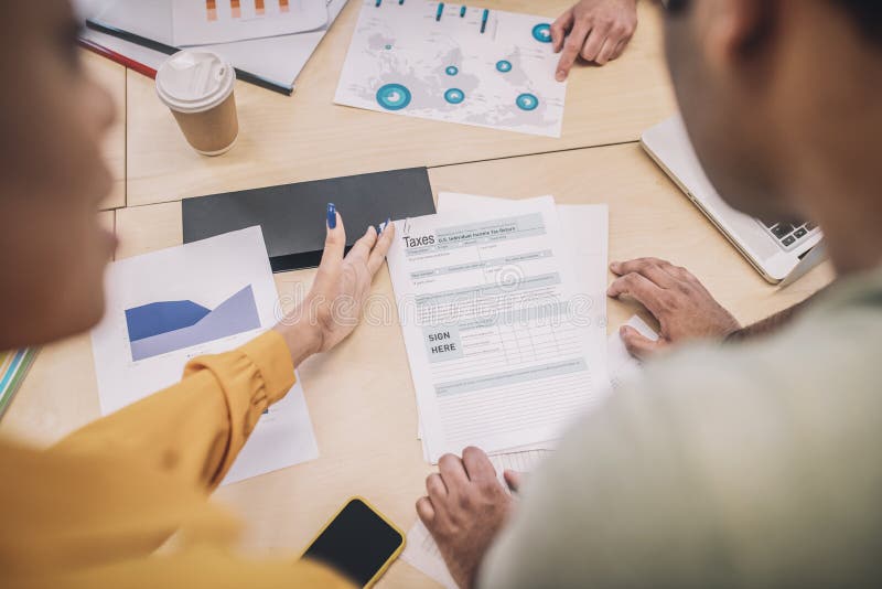 Close Up Picture of Project Papers on the Table Stock Image - Image of ...