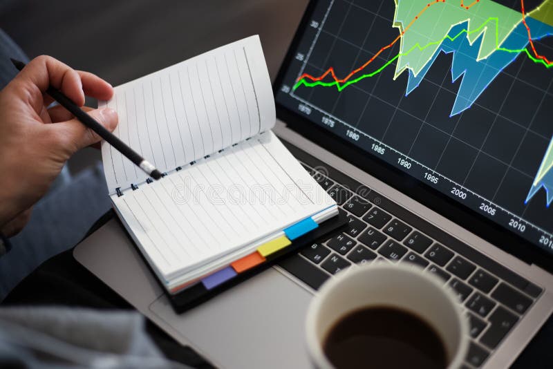 Working Project on Laptop with Coffee in the Hands Stock Photo - Image ...