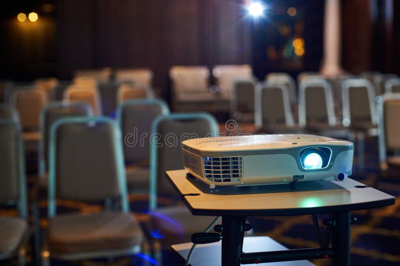 Working Projector at the Conference Hall Stock Photo - Image of ...
