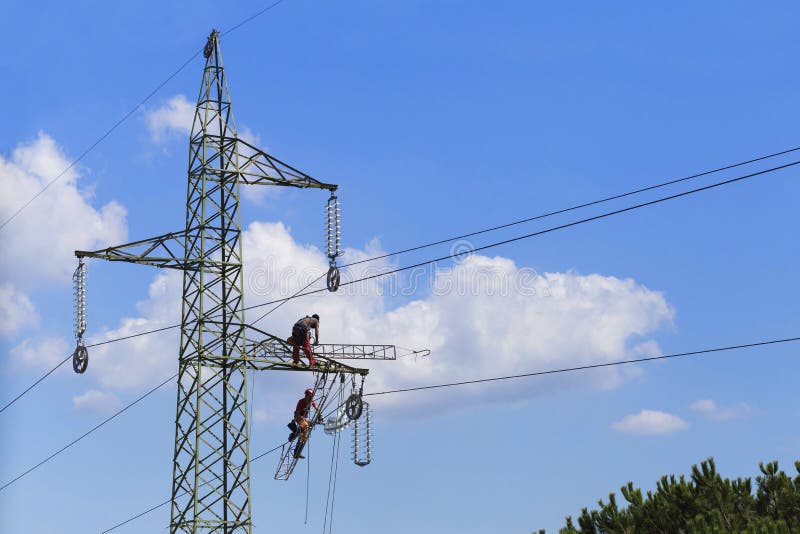 Working on pylon editorial image. Image of industrial - 58844000