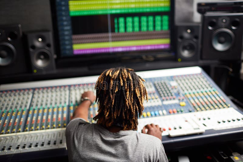 Working in Recording Studio Stock Image - Image of soundmixer ...