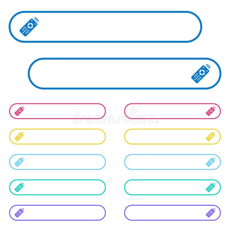 Working Remote Control Icons In Rounded Color Menu Buttons Stock Vector