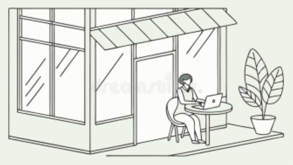 Working Remotely at a Cafe, Productive Environment, Vector Design Generative AI Stock Vector ...