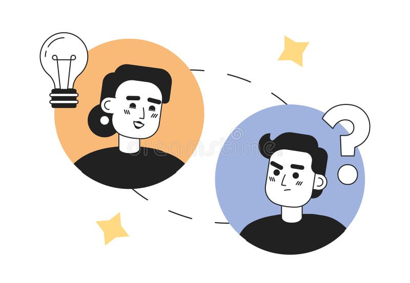 Working Remotely in Team Line Concept Vector Spot Illustration Stock ...