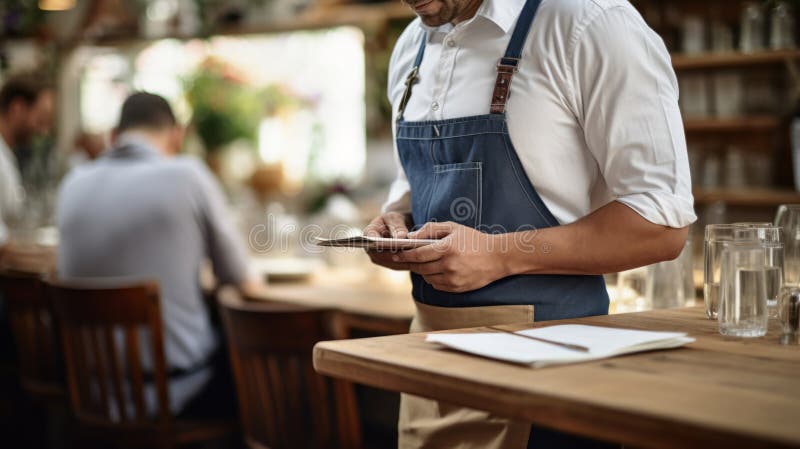 Working in the restaurant stock illustration. Illustration of owner ...