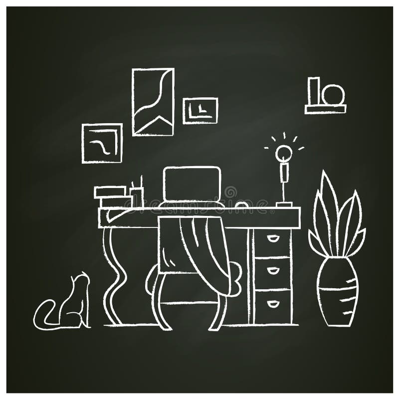 Working room chalk icon stock vector. Illustration of furnishing ...