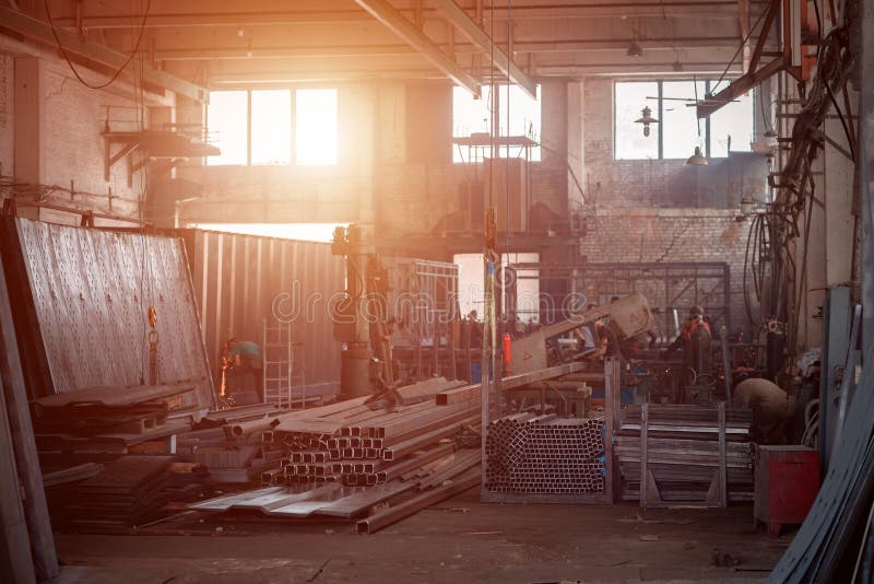 Working Room of a Metal Warehouse for Construction Stock Photo - Image ...