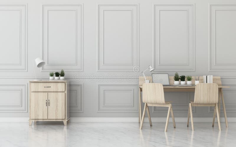 Working Room with Working Table and Cabinet.Empty Space in Office ...