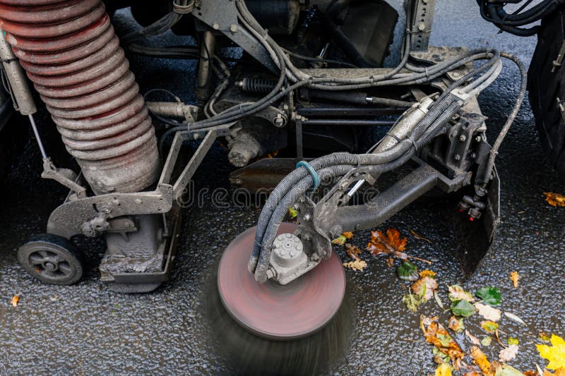 Working Rotating Brush of City Cleaning Machine Stock Image - Image of ...