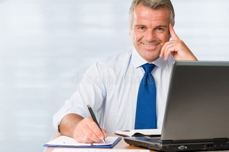Old Business Man with Laptop Stock Image - Image of older, hand: 19478841