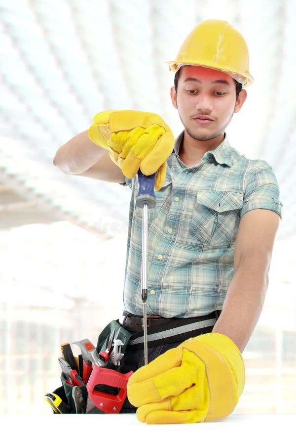 Working with screwdriver stock photo. Image of happy - 27453766