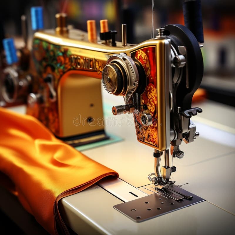Working Sewing Machine Stitched Fabric Garment Stock Illustration ...
