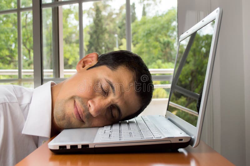 Working and sleeping stock image. Image of connected - 44874567