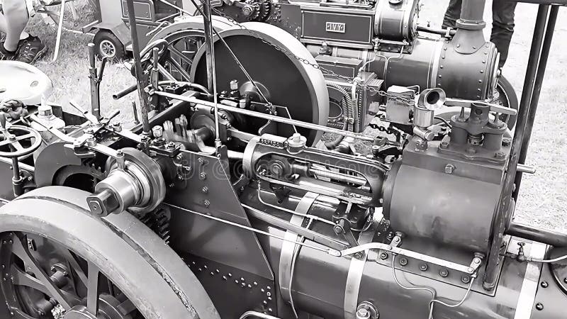Working Small Steam Engine Form Small Traction Engine. Stock Footage ...