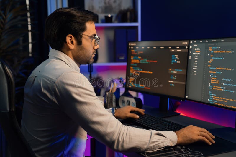 Working Smart It Developer Analyzing Data Software Development On Pc