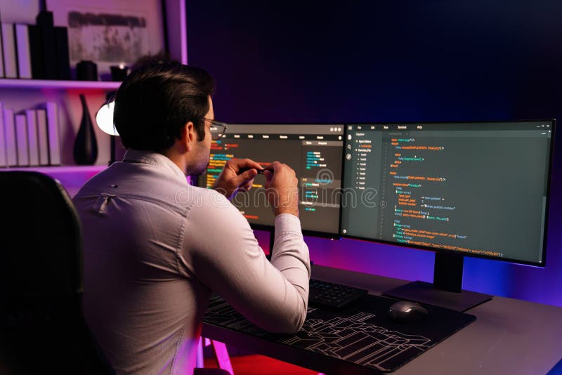 Working Smart It Developer Analyzing Data Software Development On Pc