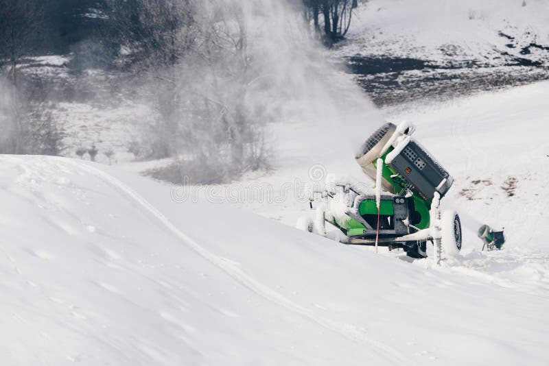 Snow-making gun stock photo. Image of snowmaking, hill - 9869174