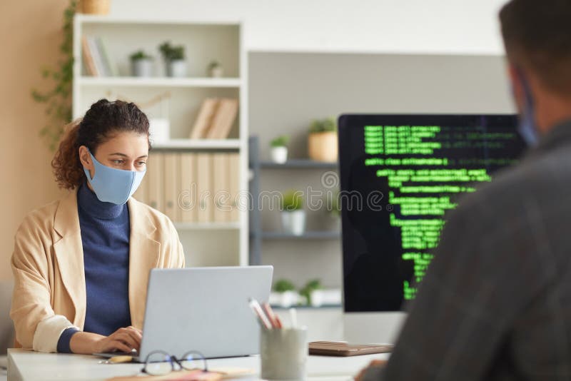 Working in Software Company Office Stock Image - Image of epidemic ...