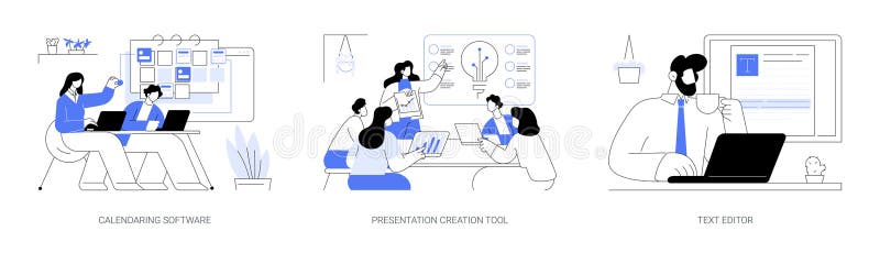 Working with Software Isolated Cartoon Vector Illustrations Se Stock ...