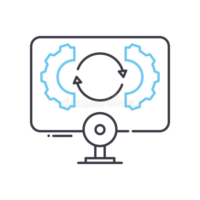 Working Software Line Icon, Outline Symbol, Vector Illustration ... Working Software Line Icon, Outline Symbol, Vector Illustration ...