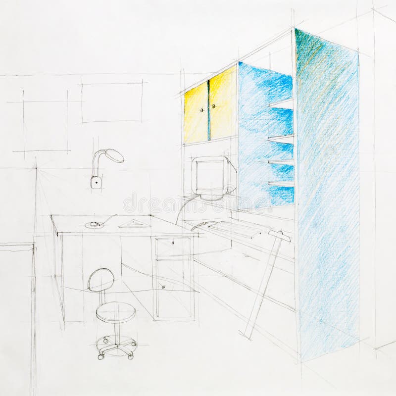 Working space stock illustration. Illustration of drawing - 42979611