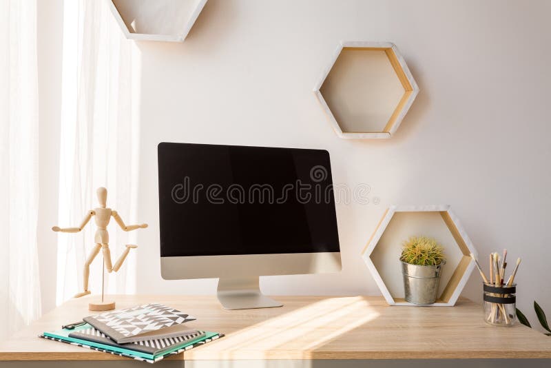 Working space at home stock image. Image of creative - 84771927
