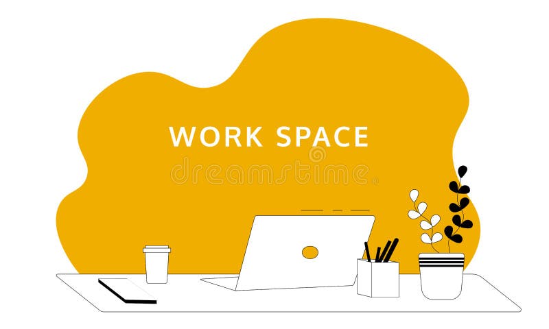 The Working Space. the Room Have a Computer on the Table, Cup of Coffee ...