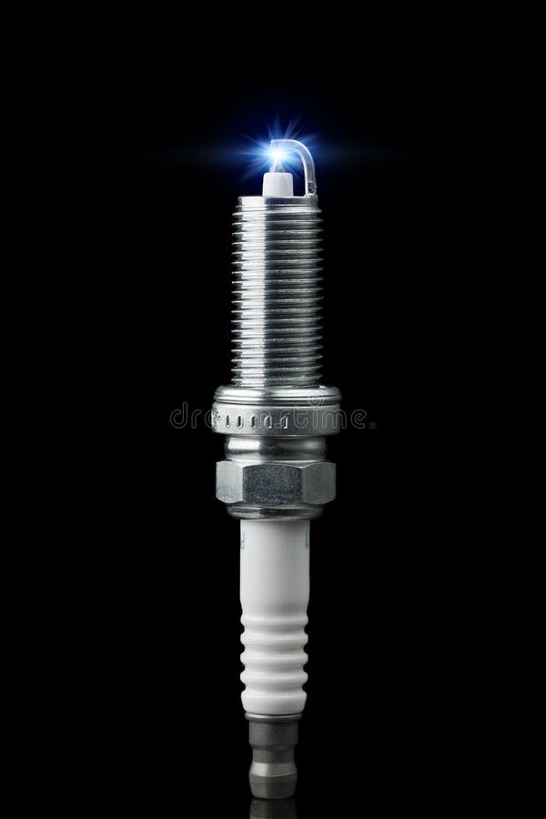 Working Spark Plug with Blue Sparkle Stock Image - Image of closeup ...
