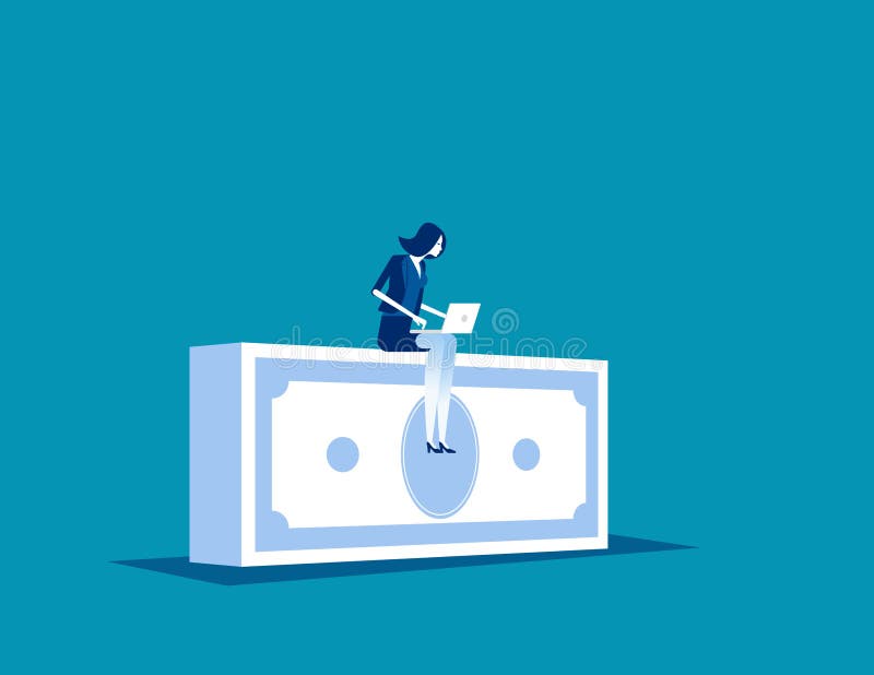 Working on a Stack of Money. Concept Business Currency Vector ...