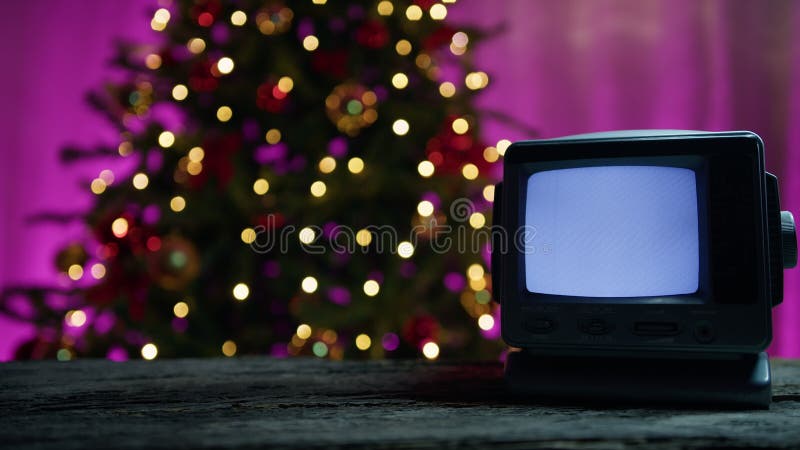 Working Static Tv Under a Christmas Tree Stock Video - Video of monitor ...