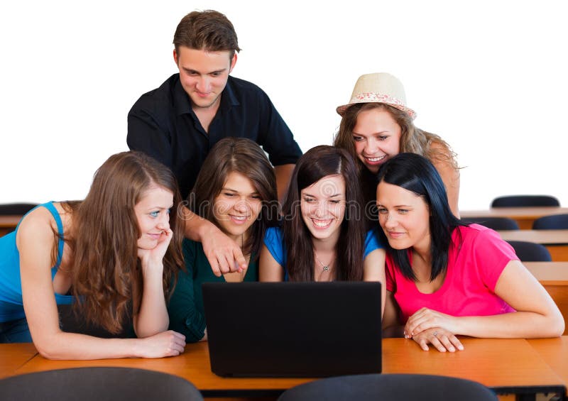 Working Students stock image. Image of computer, happy - 33174467
