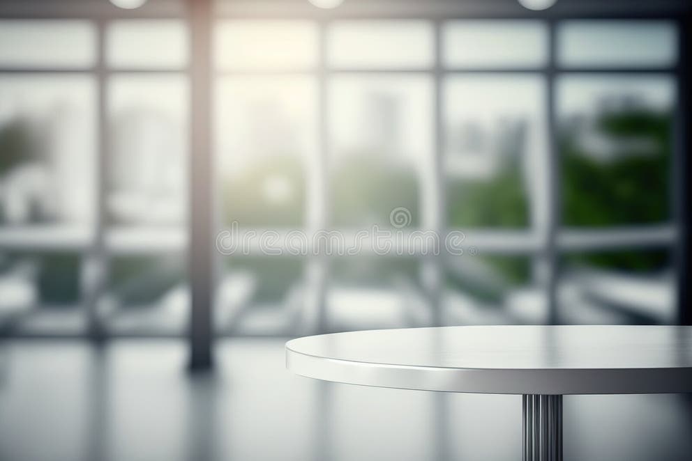Working Table in Blurred Office Interior Background. Flawless Stock ...