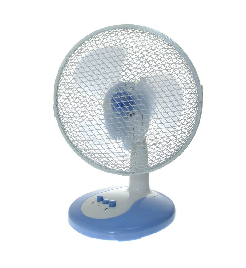 Working Table Electric Blue Fan. Isolated Stock Image - Image of ...