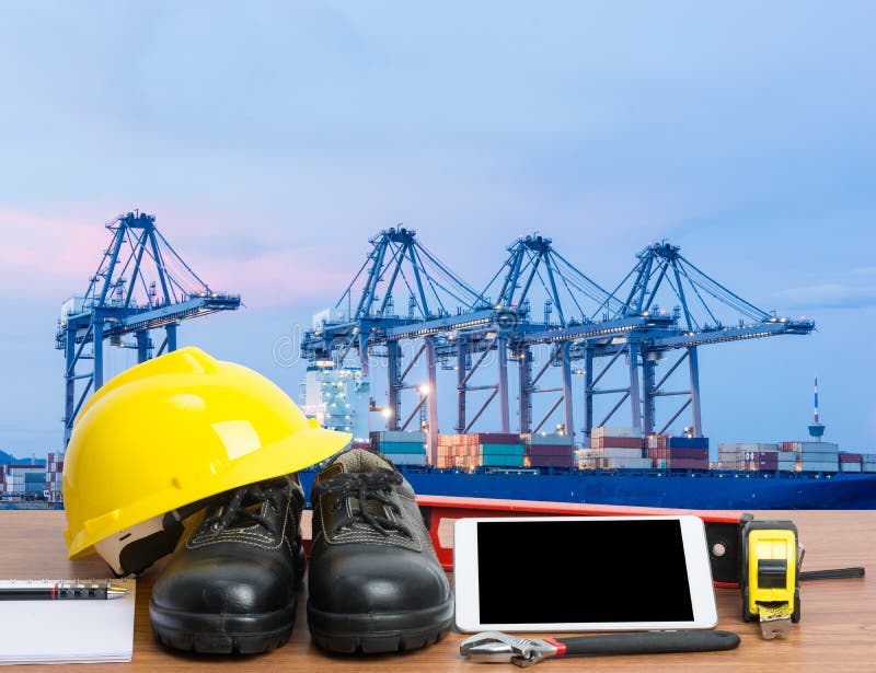 Working Table Engineer with Tablet and Tools Stock Photo - Image of ...