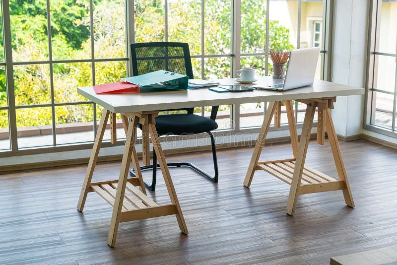 Working Table with Laptop and Gadget Stock Photo - Image of monitor ...