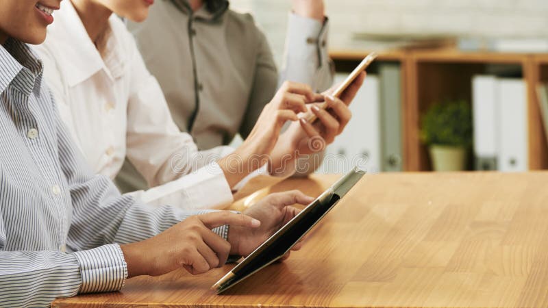 Working on Tablet Computers Stock Image - Image of touchscreen ...