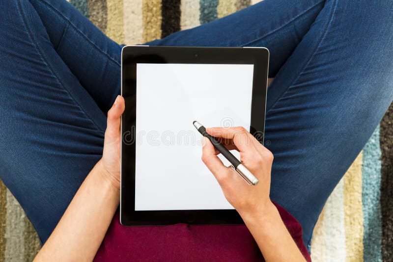 Working with a tablet stock photo. Image of working, work - 58795126