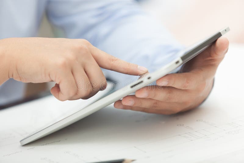 Architect Working with Stylus and Digital Tablet Pc Stock Image - Image ...