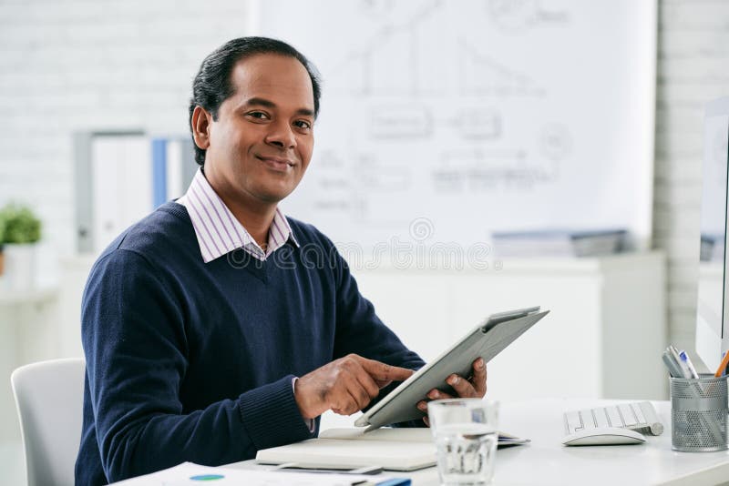 Working on tablet stock photo. Image of corporate, portrait - 78674466