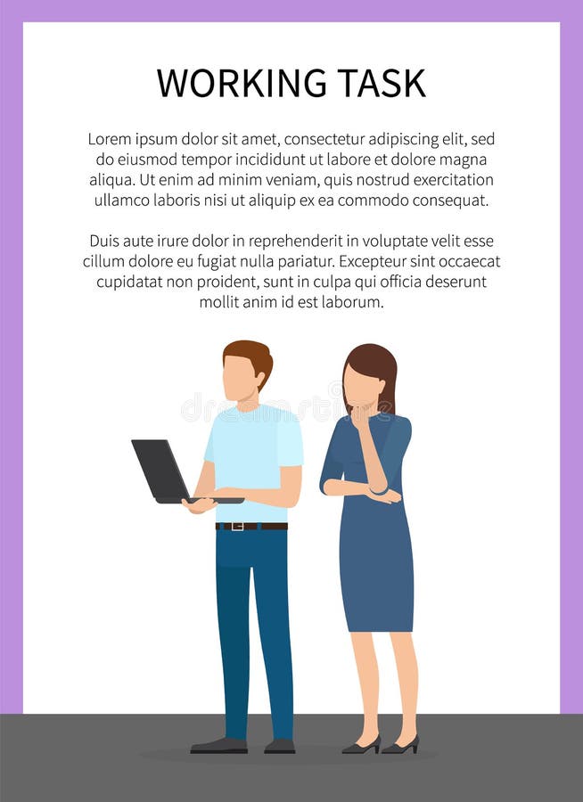 Working Task Man and Woman Vector Illustration Stock Vector ...