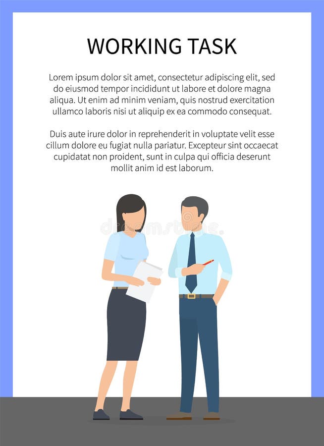 Working Task Bright Banner Vector Illustration Stock Vector ...