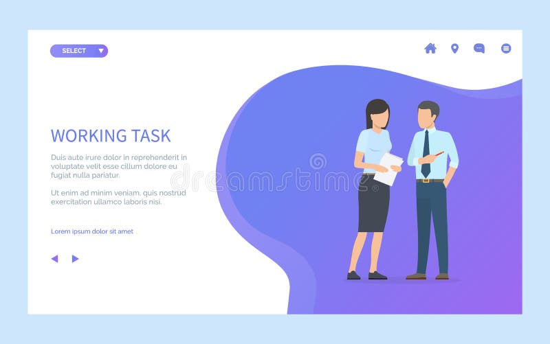 Working Task, Exchanging Papers, Woman and Man Stock Vector ...