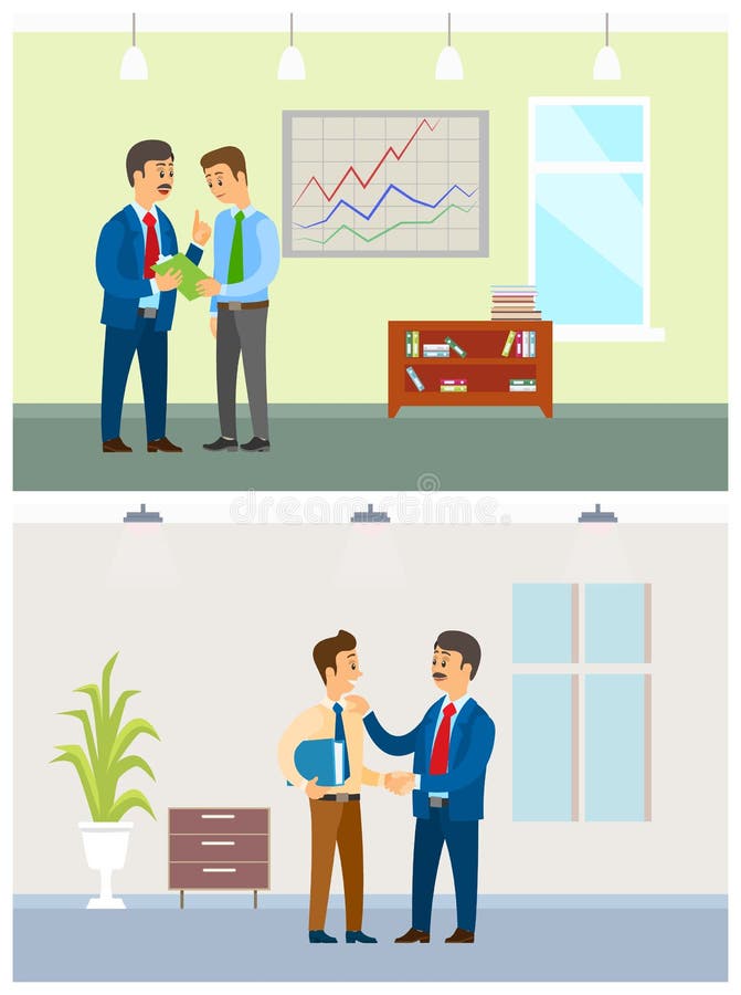 Working Task and Orders, Boss and Office Employee Stock Vector ...