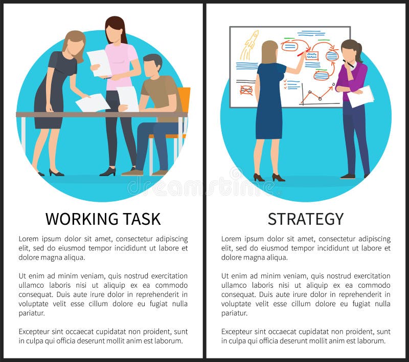Working Task Strategy Set Vector Illustration Stock Vector ...